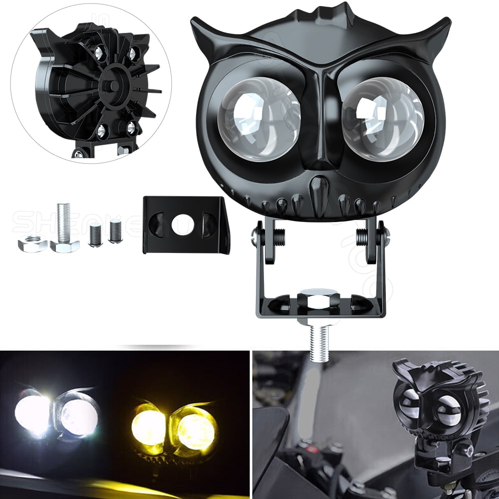 LED Motorcycle Driving Fog Lights Motorcycle Headlights Dual Color ...