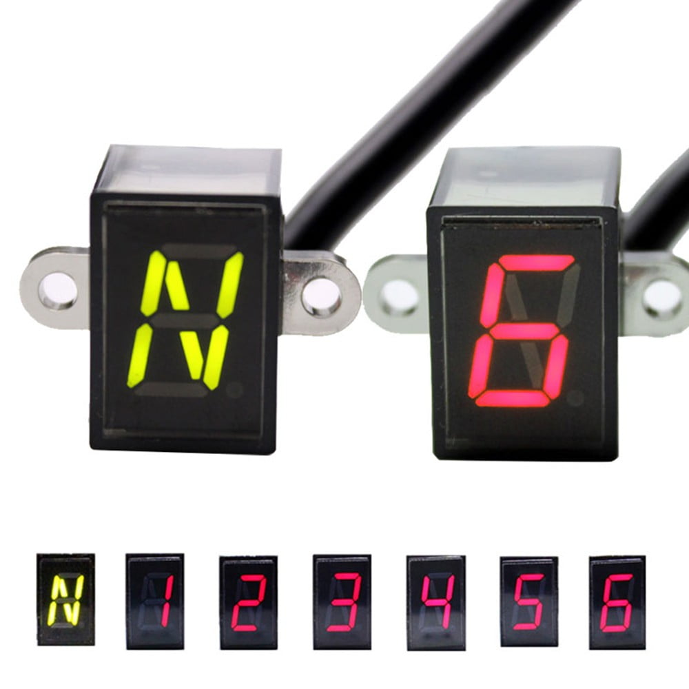 LED Motorcycle Gear Indicator Light N-6 Speed Shift Clutch Lever Gauge ...