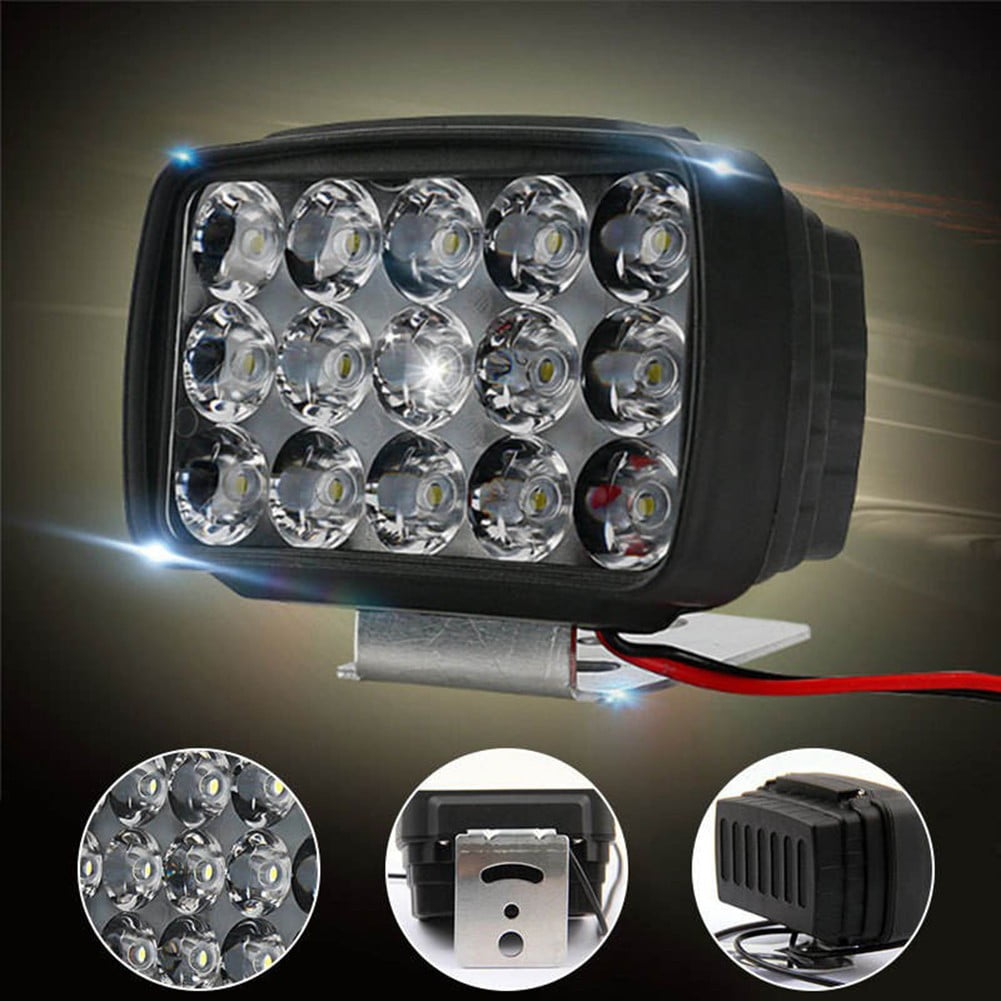 LED Motorcycle Headlights Spotlight White Super Bright 15 LED Working ...