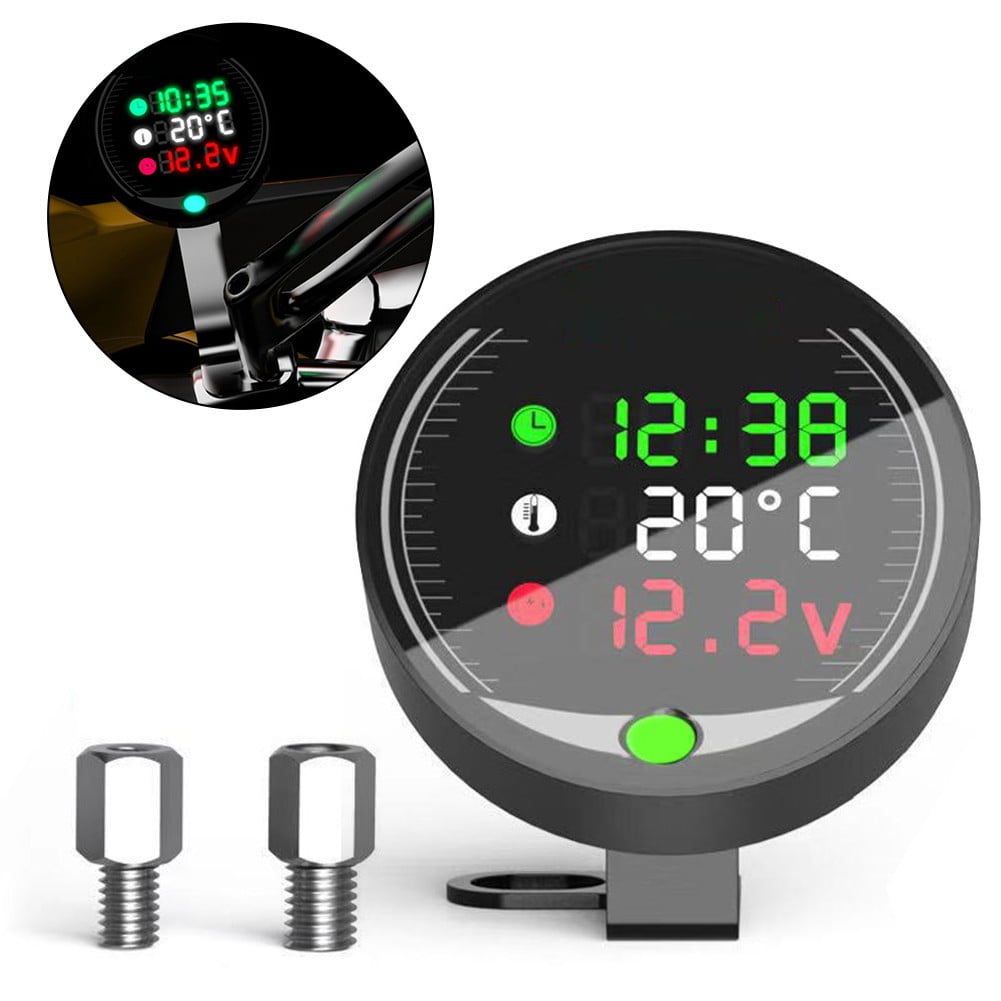 LED Motorcycle Modified Voltmeter Ambient Temperature Meter Chronograph ...