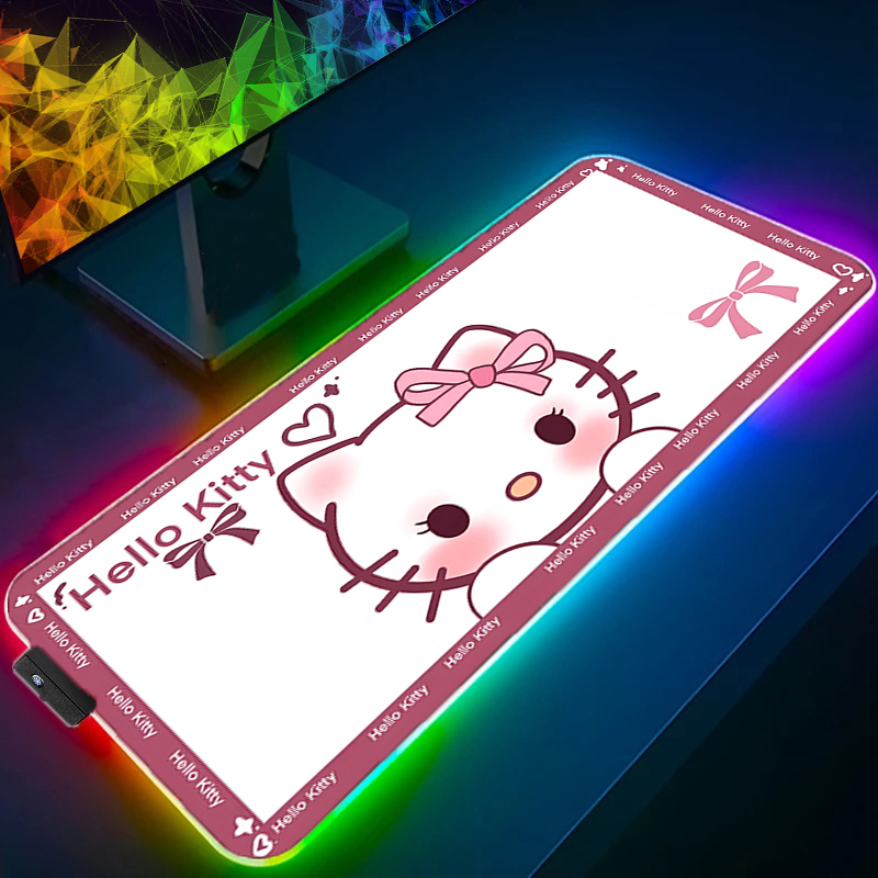 LED Mouse Pad Pattern Hello Kitty Locking Edge MousePad Large Mouse Pad ...