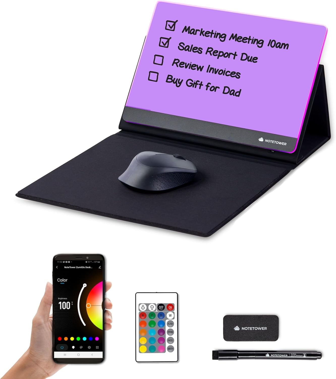 LED Mousepad Whiteboard | Dry Erase Acrylic Board for Desk | Light Up ...