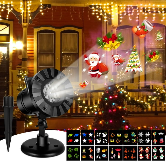 LED Moving Flashing Snowflake Projector 16 pattern Santa Claus ...