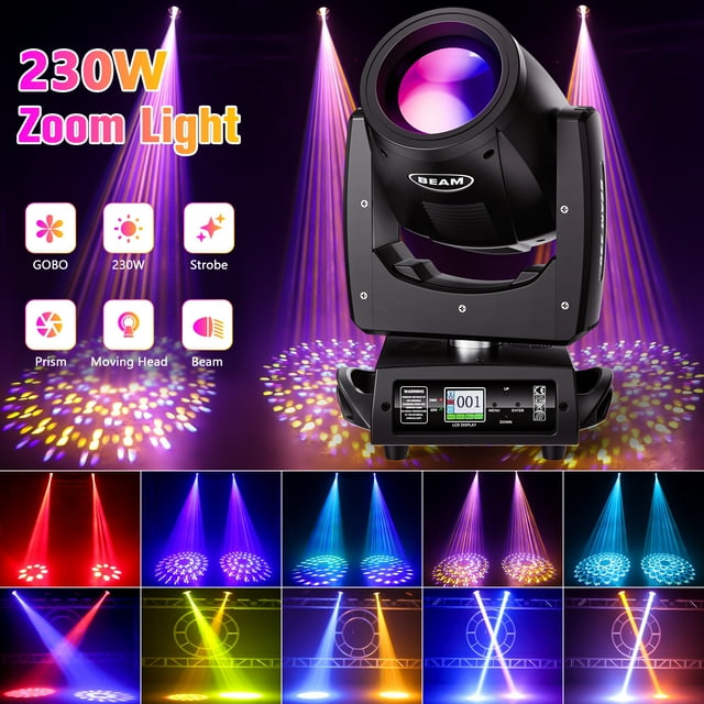 LED Moving Head Light 16 Prisms DJ Lights 15 Gobos and 14 Colors Beam ...