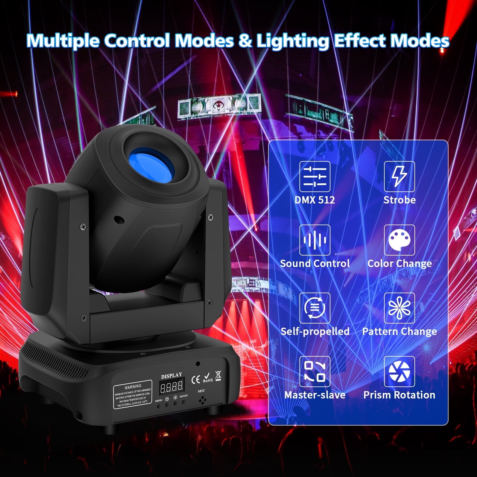 LED Moving Head Stage Light Gobos DJ Lights 3-Facet Prism Electronic ...