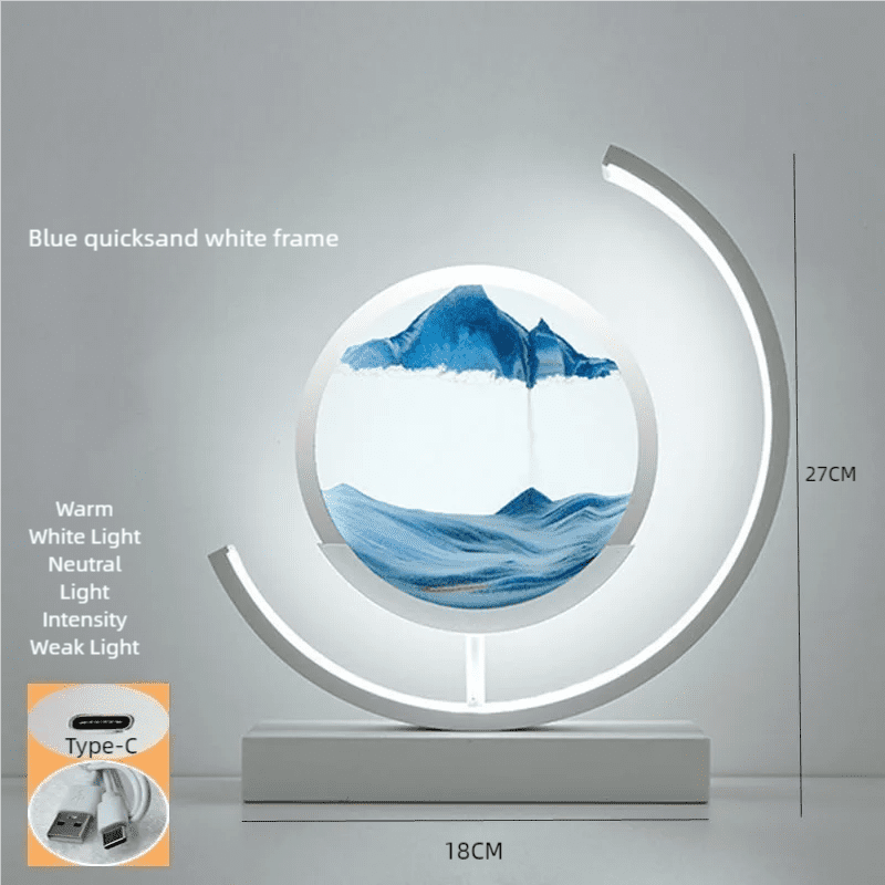 LED Moving Sand Art Table Lamp Quicksand Night Light 3D Sandscape ...