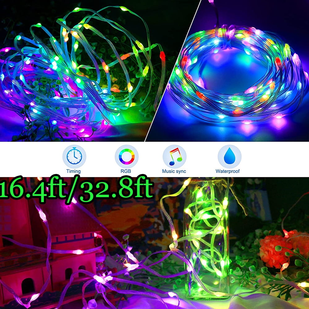 LED Multicolor Fairy String Lights, 16.4ft, USB Waterproof Curtain ...