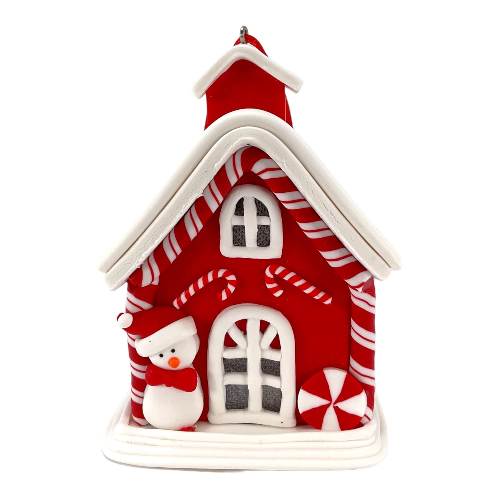 LED Multicolor Gingerbread House with Snowman Christmas Ornament 4 Inch ...