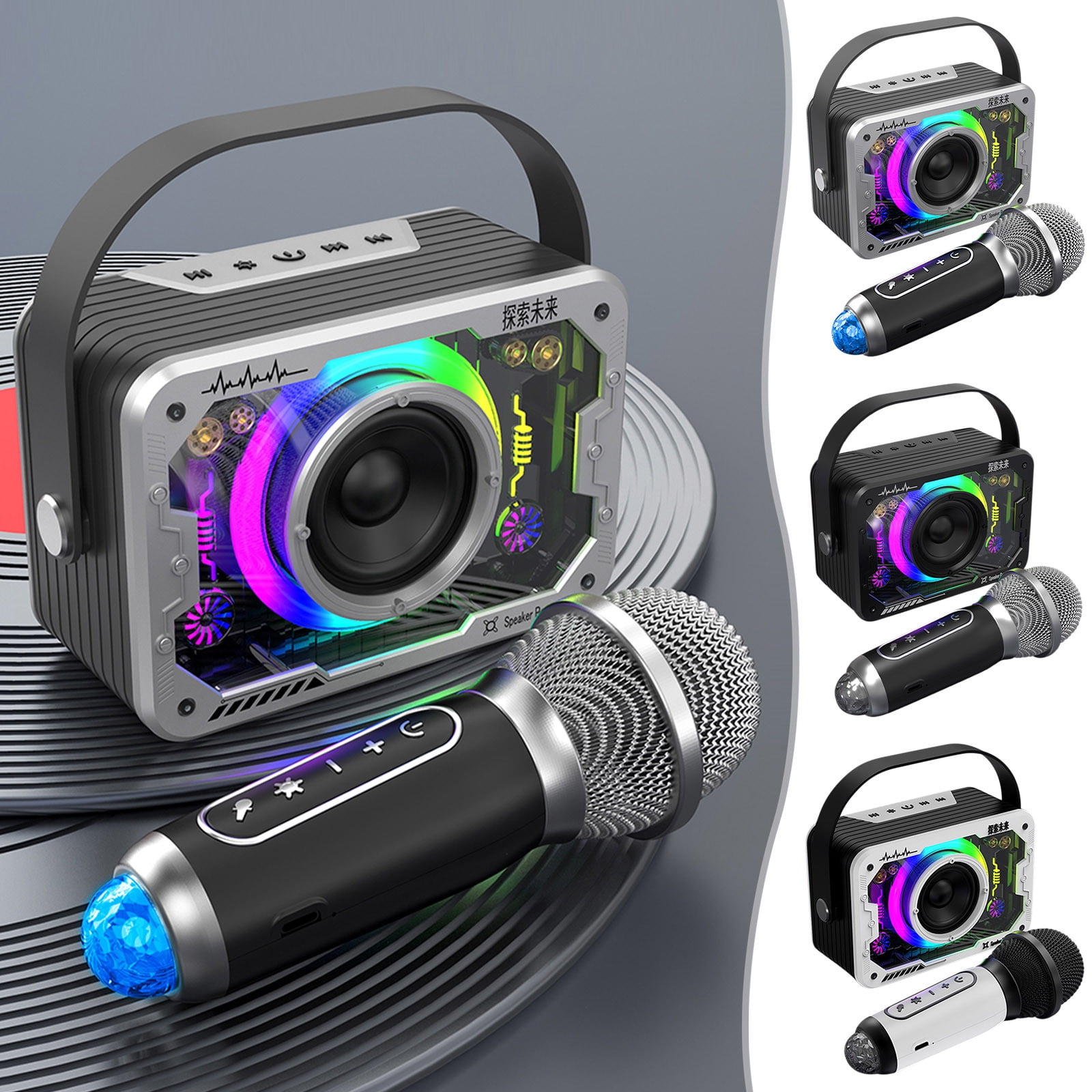 LED Music Sync Speaker, Portable Bluetooth Karaoke, 1800mAh Battery ...