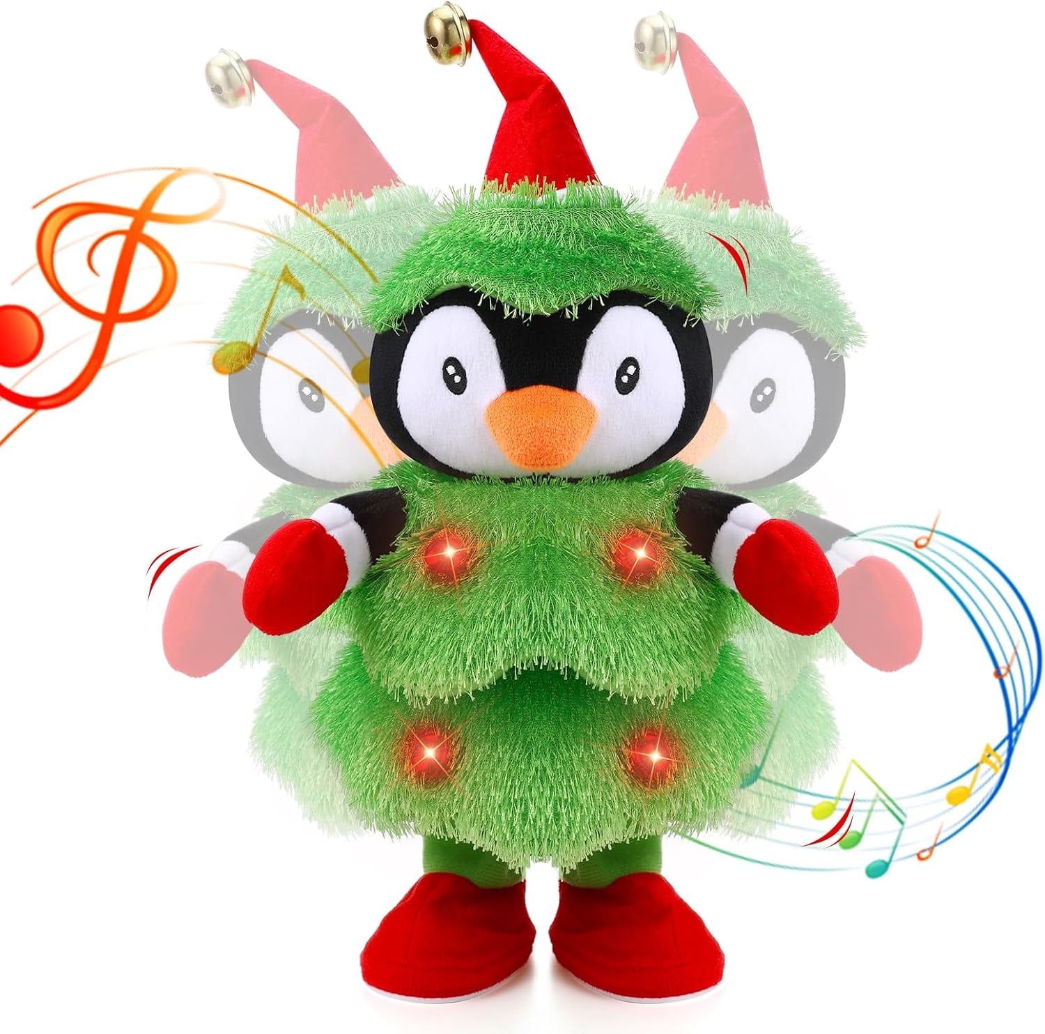 LED Musical Christmas Tree Penguin Stuffed Animal Animated Christmas ...