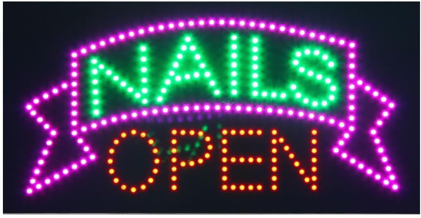 LED Nails Sign for Business, Super Bright LED Open Sign for Nail Salon ...