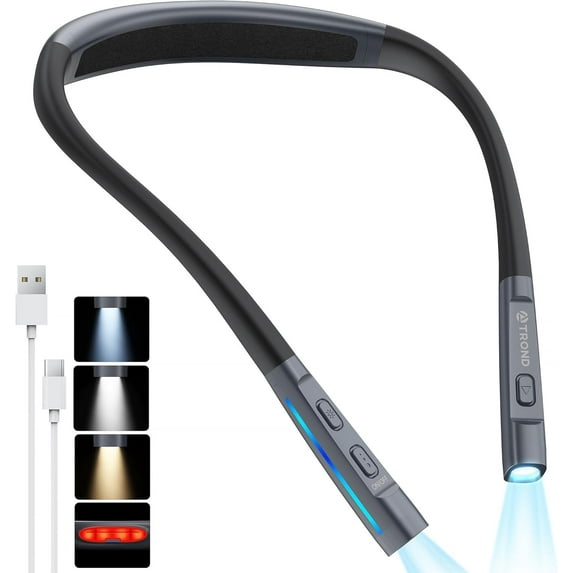 LED Neck Reading Light, 3 Color Brightness Book Light for in Bed ...