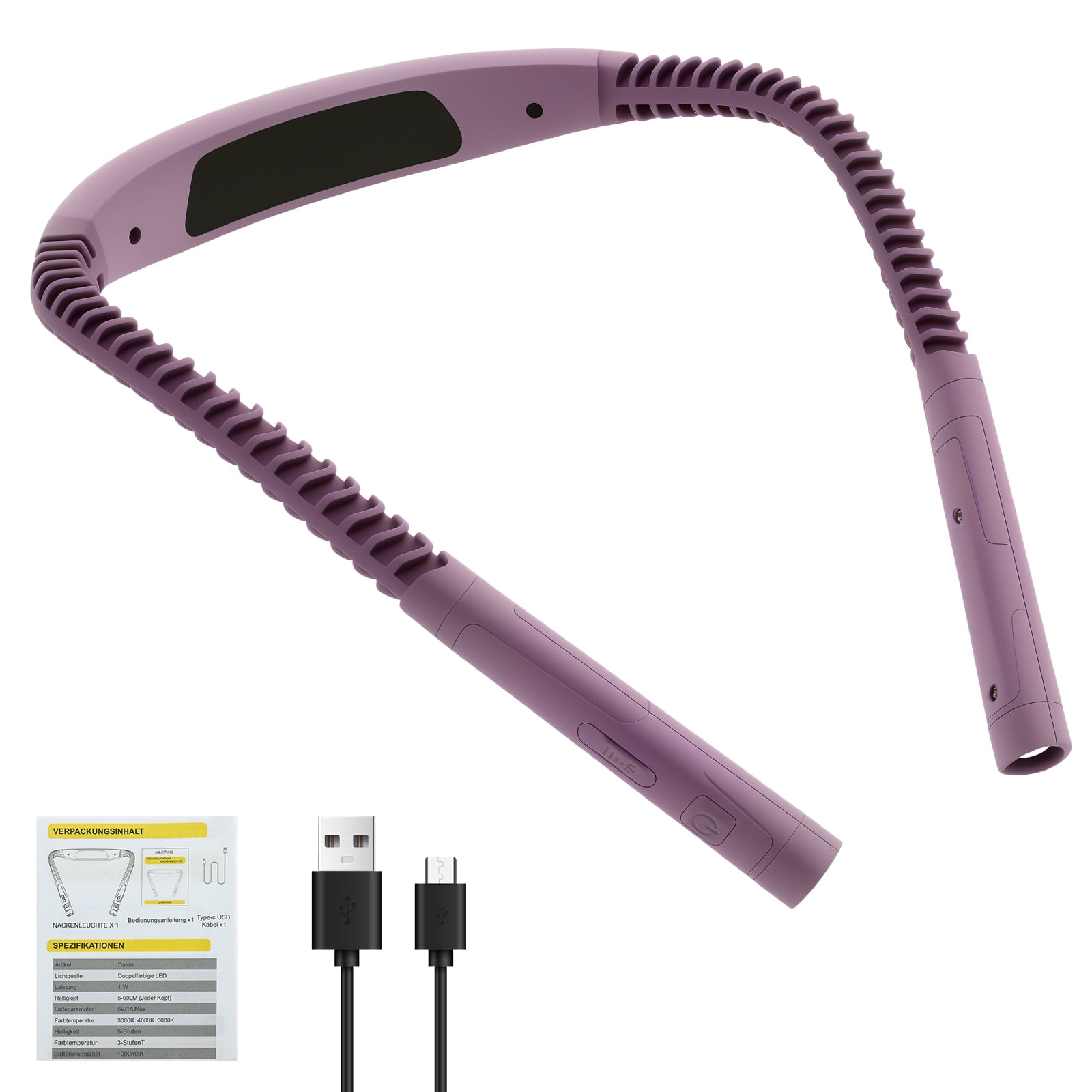 LED Neck Reading Light Book Light 15 Brightness Adjustable Neck Book ...