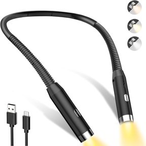LINKPAL Portable LED Neck Reading Light, USB Rechargeable, 3 Amber ...