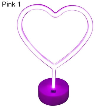 BrightSide 12" Heart Shaped LED Neon Table Light, Pink, Battery-Powered ...
