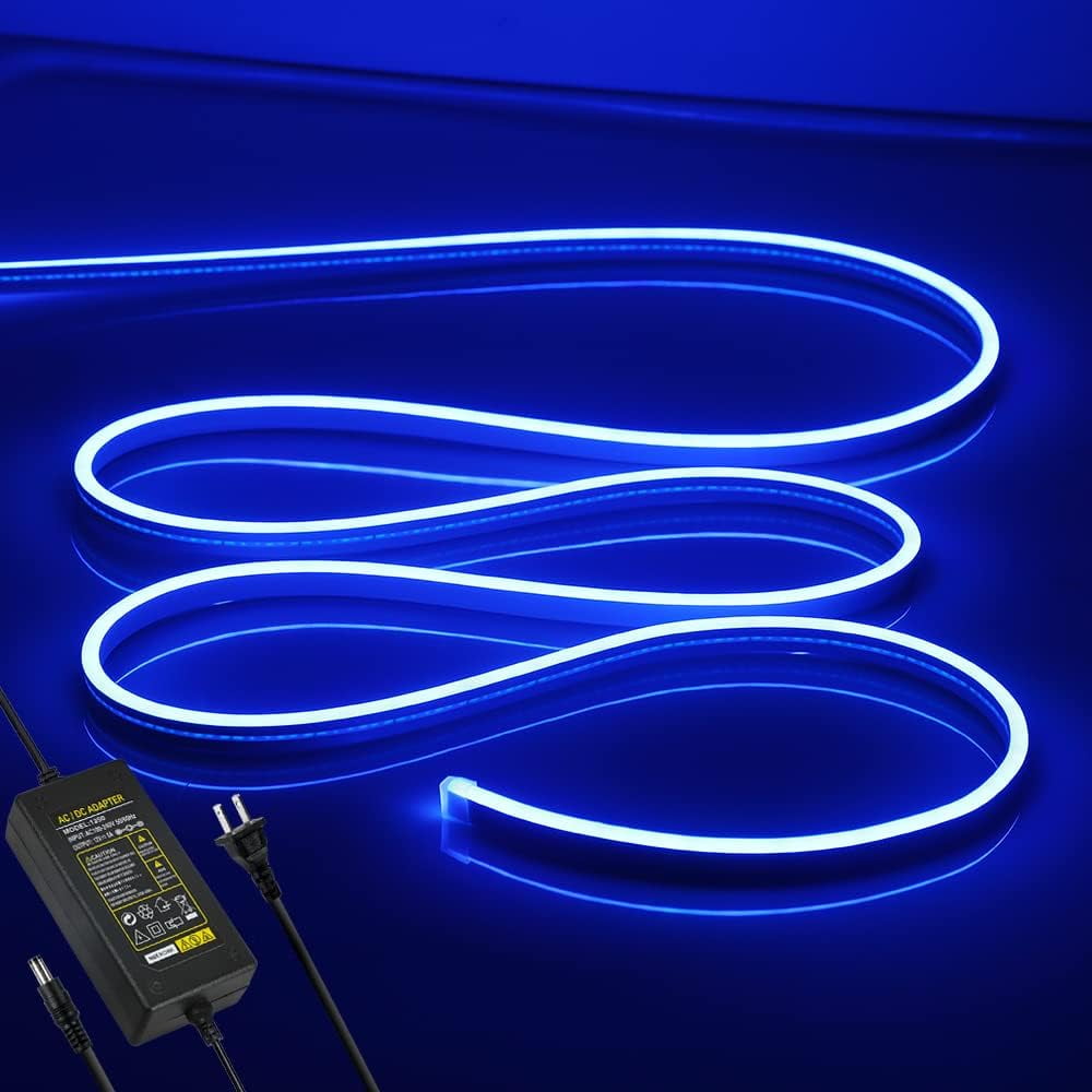 LED Neon Lights Flexible Blue 16.4FT/5M 12V DC Waterproof Flexible LED ...