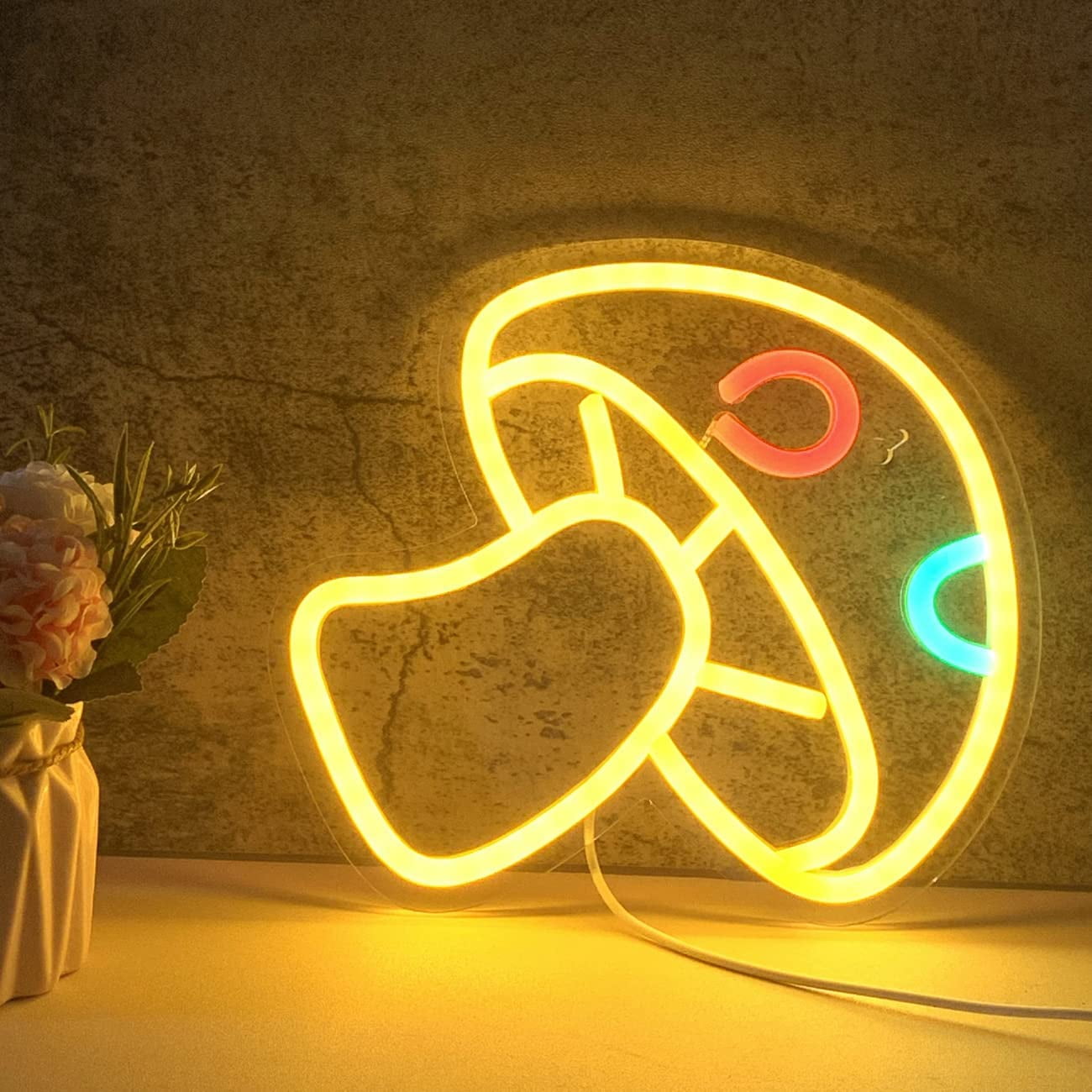 LED Neon Mushroom Cute Neon Sign, USB Powered Neon Signs Night Light ...
