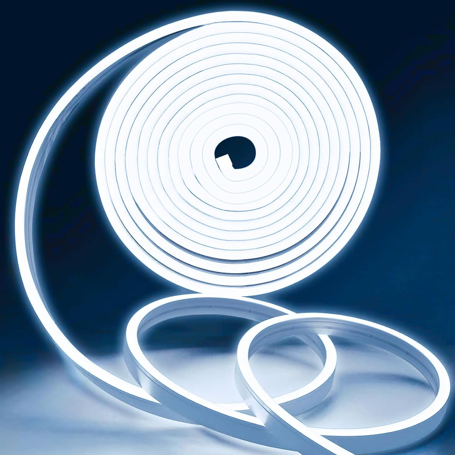 LED Neon Rope Lights, 16.4FT Cool White Neon Light Strip,Waterproof ...