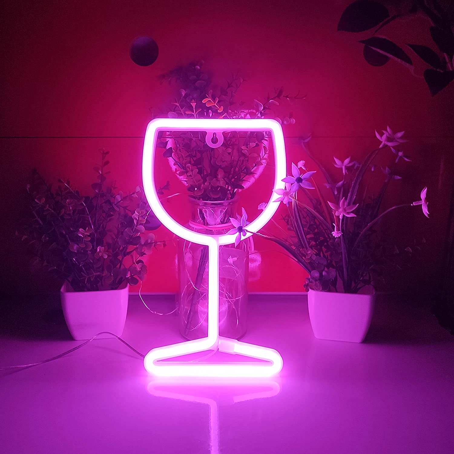 LED Neon Sign Light Wine glass shape Wine glass Neon Sign Night Light ...
