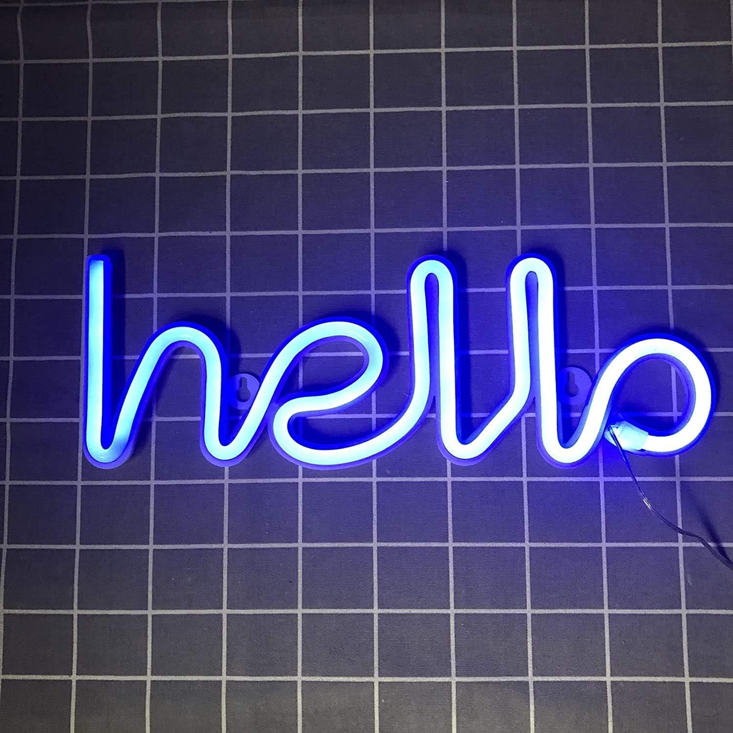 LED Neon Wall Signs, Hello Neon Word Light,Art Decorative Lights Wall ...