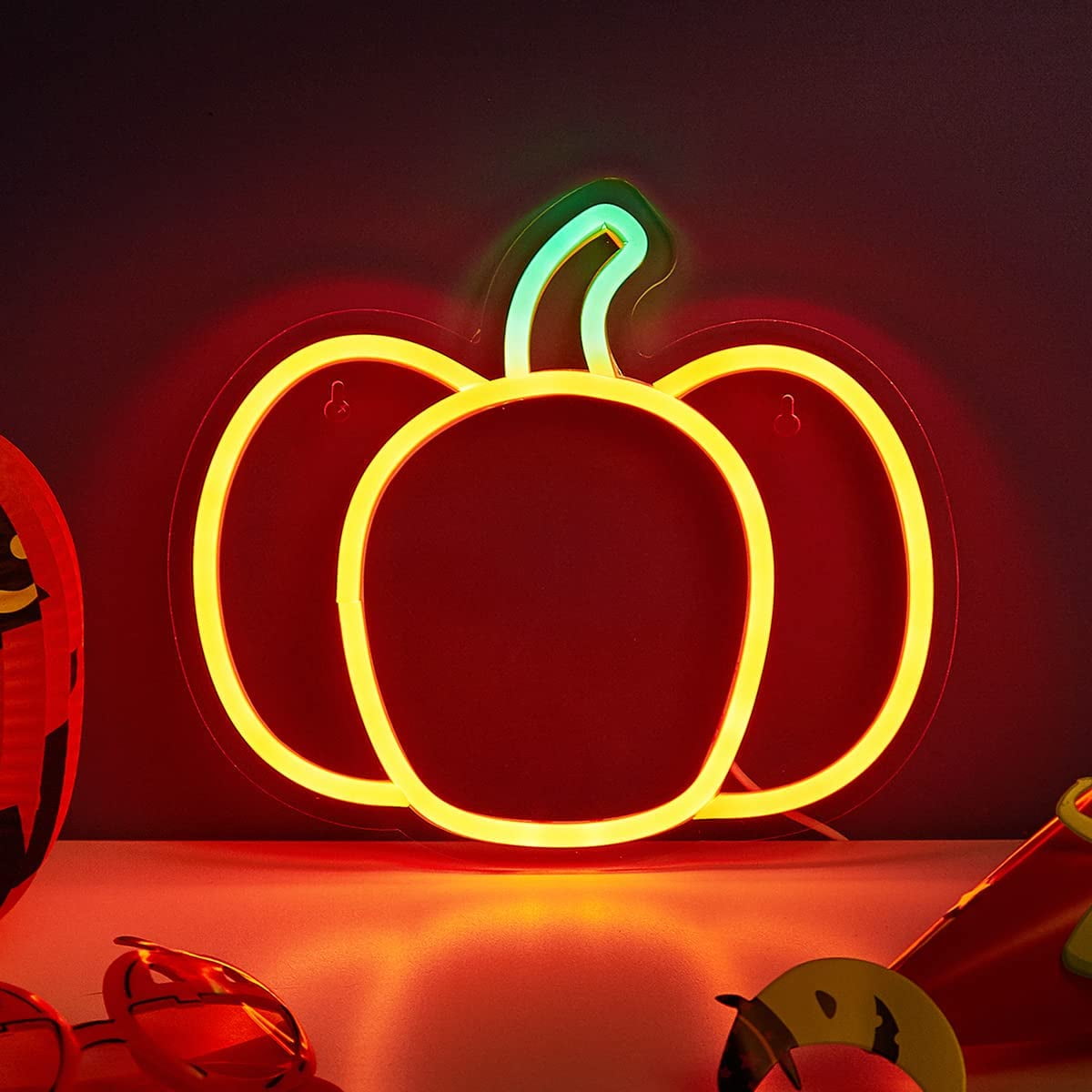 LED Neon pumpkin Halloween Neon Sign, USB Powered Neon Signs Night ...