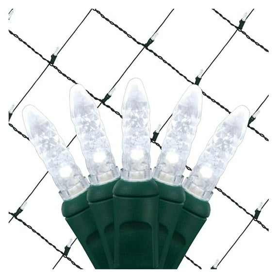 LED Net Lights 100 Count Cool White, 4x6 ft Green Wire, Indoor Outdoor Christmas Decorations for ...