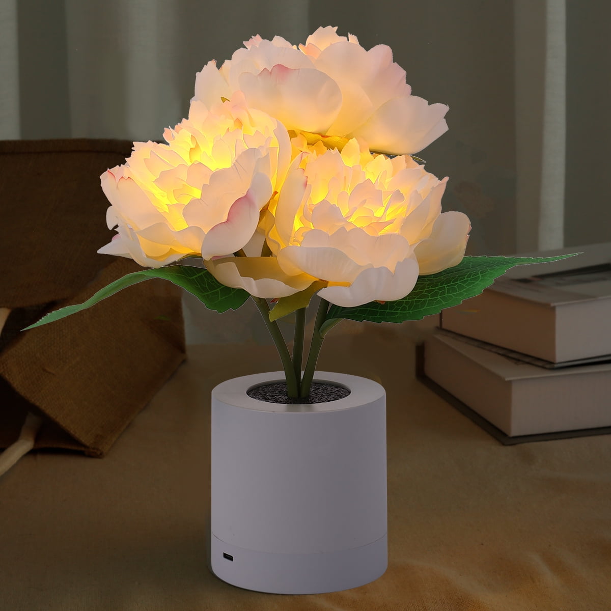 LED Night Lamp, USB Peony Flower Lamp, Table Lights for Bedroom ...