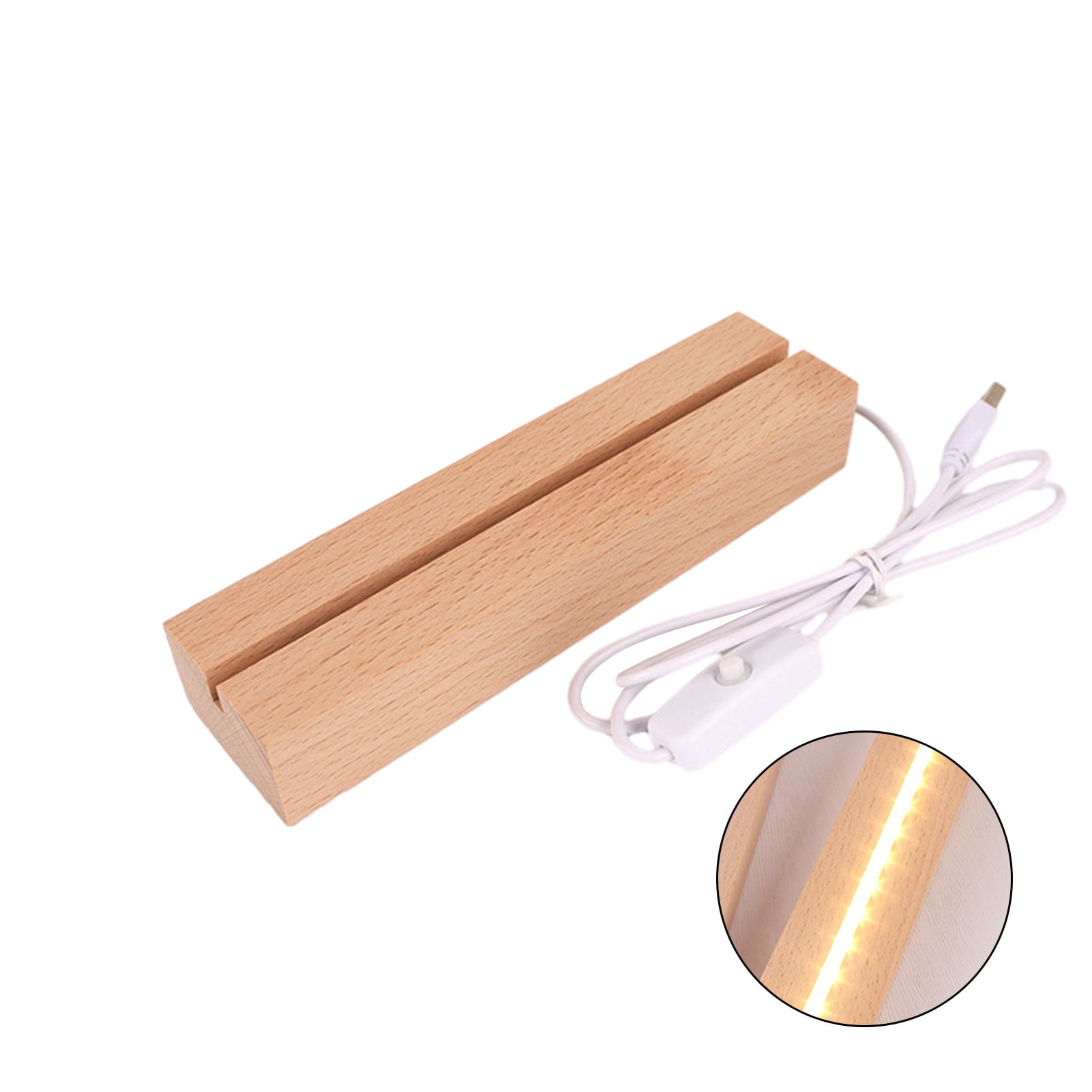 LED Night Light Base Rectangle Display Pedestal Faux Crystal Wooden ...