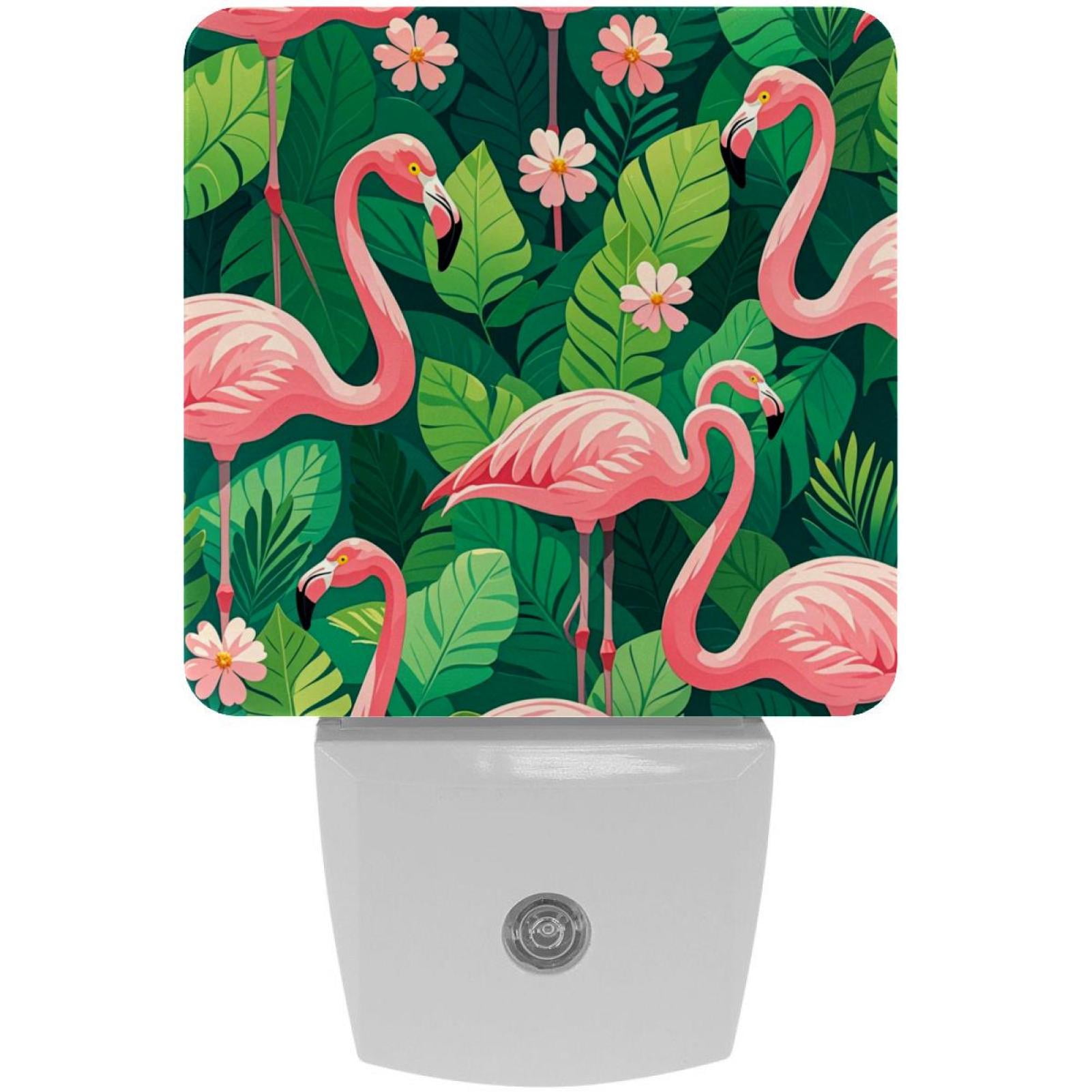 LED Night Light Flamingo Plants Green Floral Lamp with Smart Sensor ...