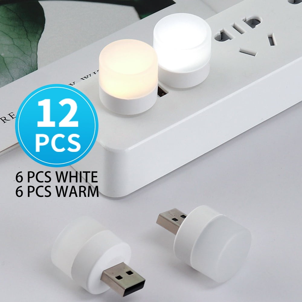 FuLanDe LED Night Light Mini USB Plug, 12 PCS, White Light 6 PCS & Warm ...