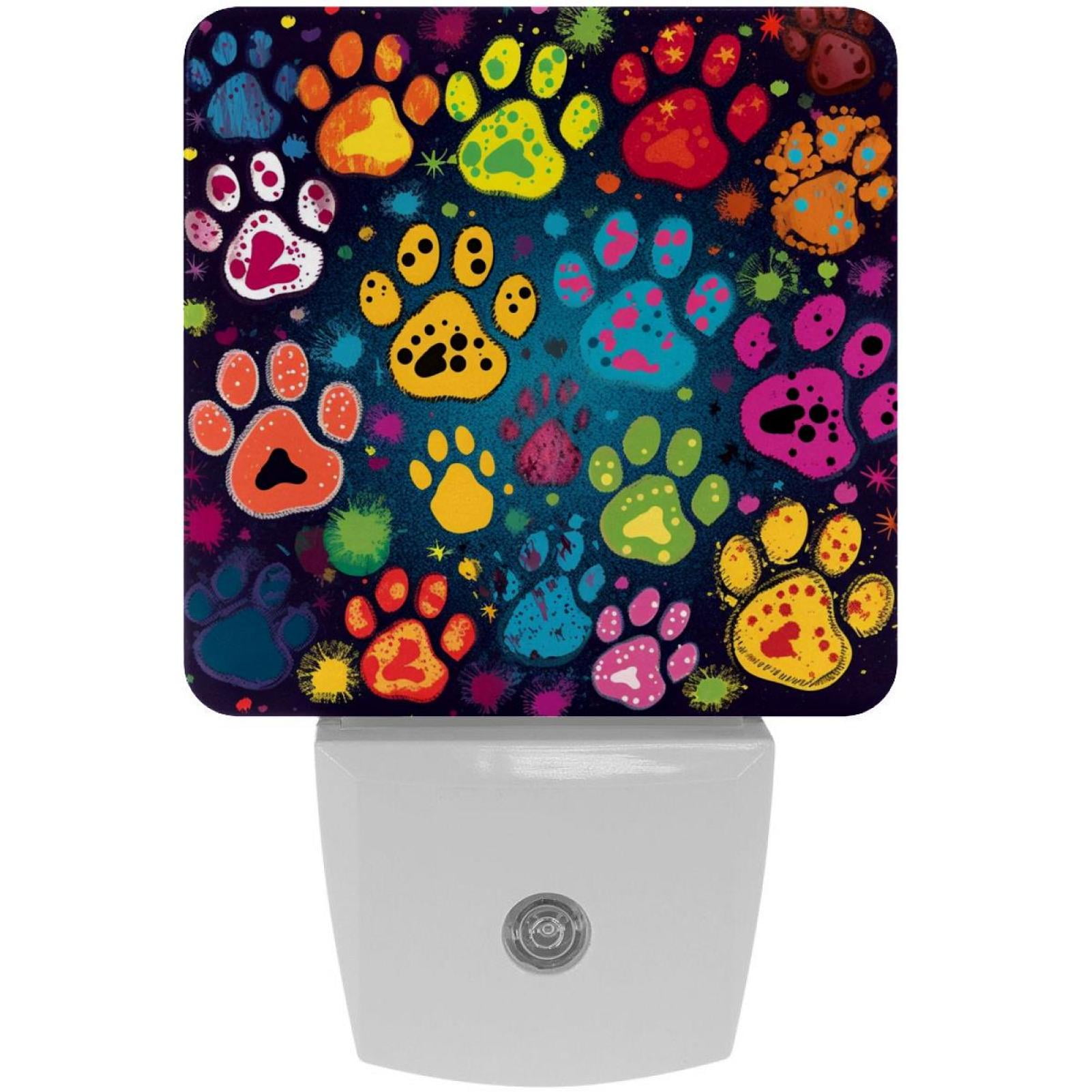 LED Night Light, Paw Prints Colored Cute Night Light Plug into Wall ...