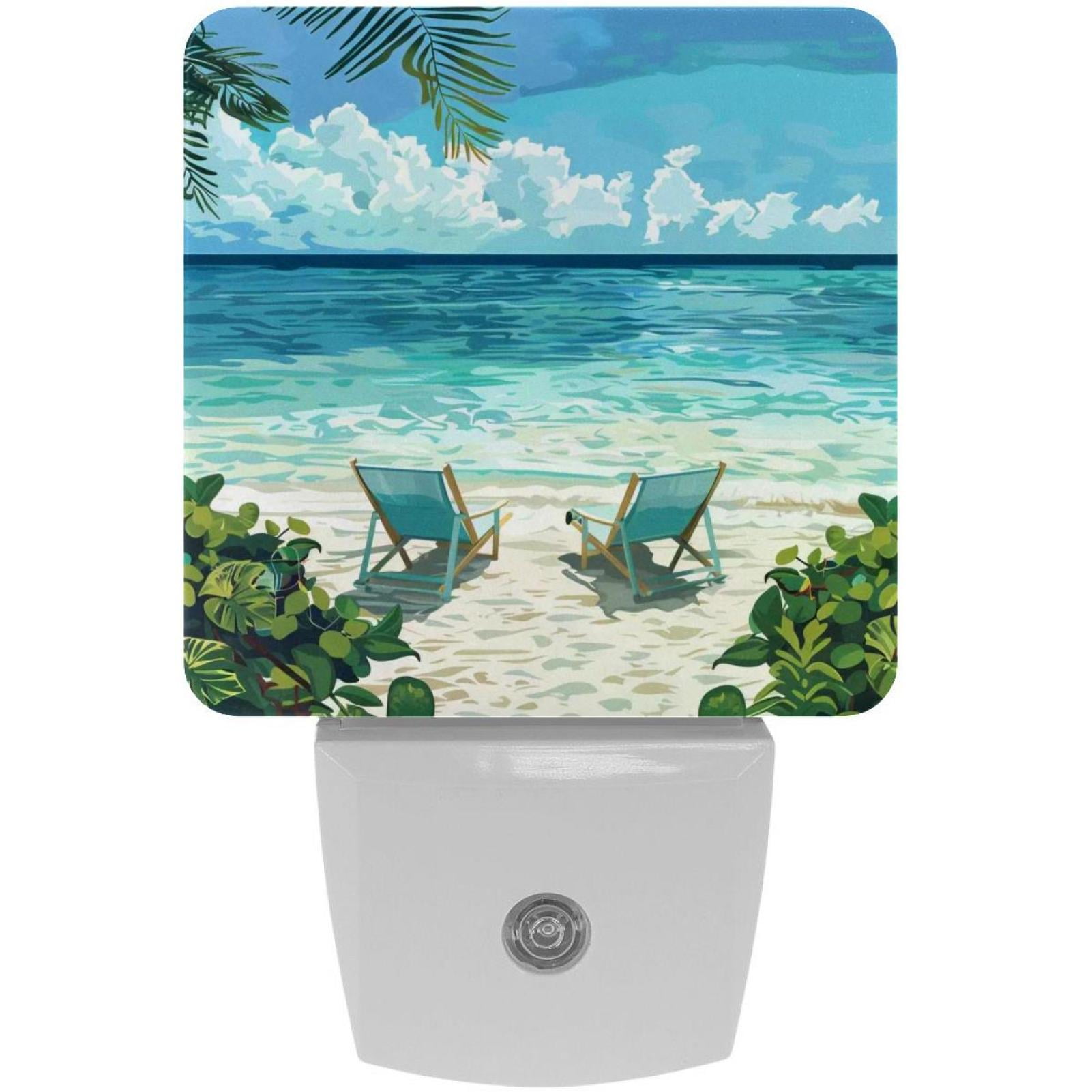 LED Night Light Sea Beach Chairs Summer Lamp with Smart Sensor Dusk to ...