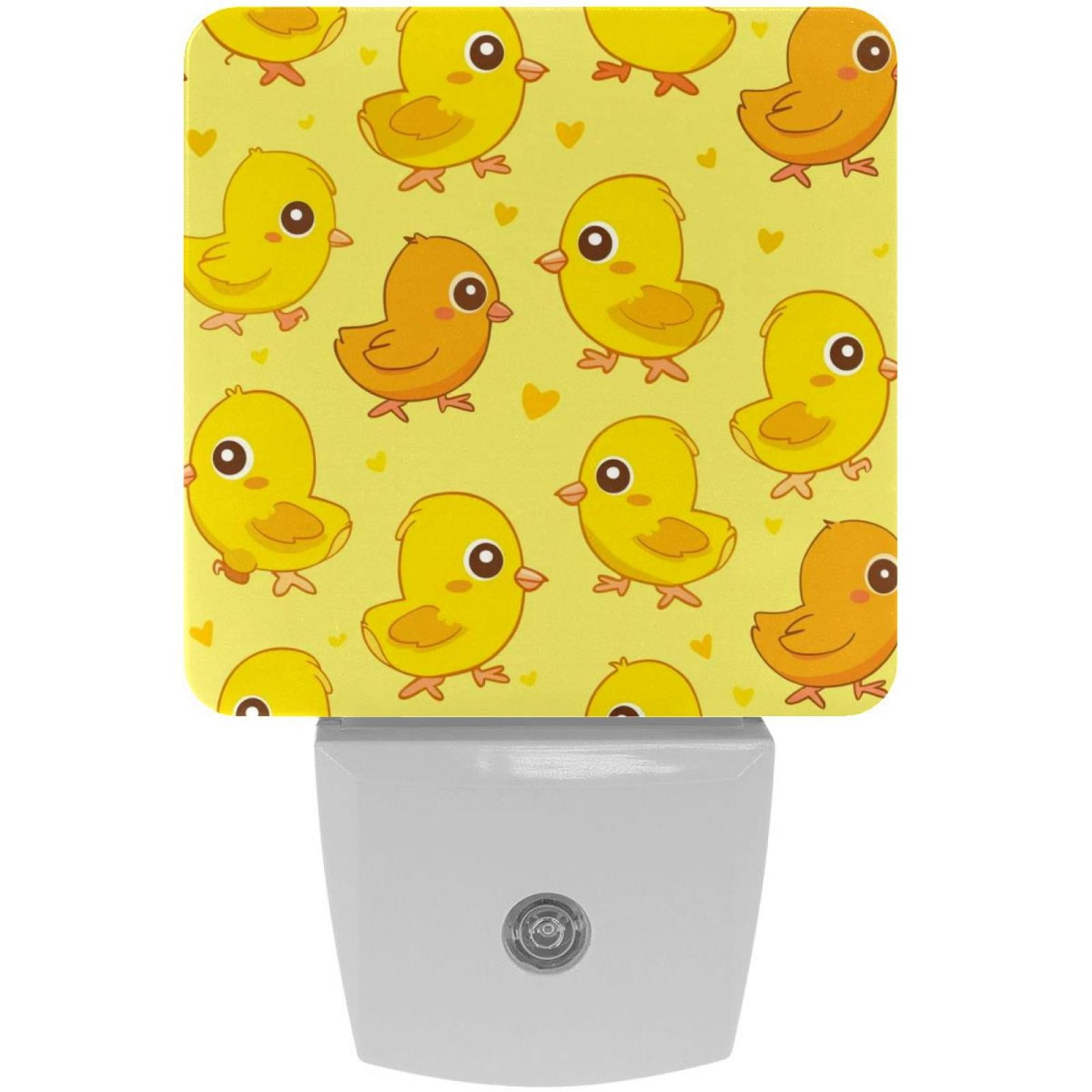 LED Night Light Yellow Chicken Cartoon Lamp with Smart Sensor Dusk to ...