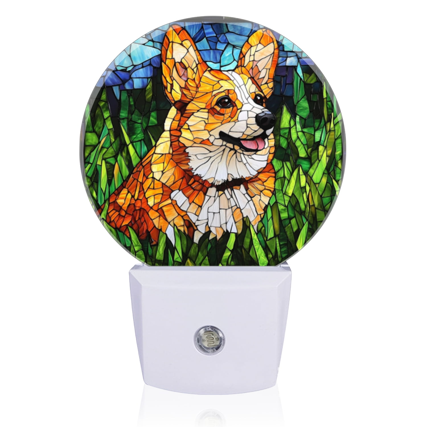 LED Night Lights Lamp with Dusk to Dawn Sensor, Stained Glass Style Of ...