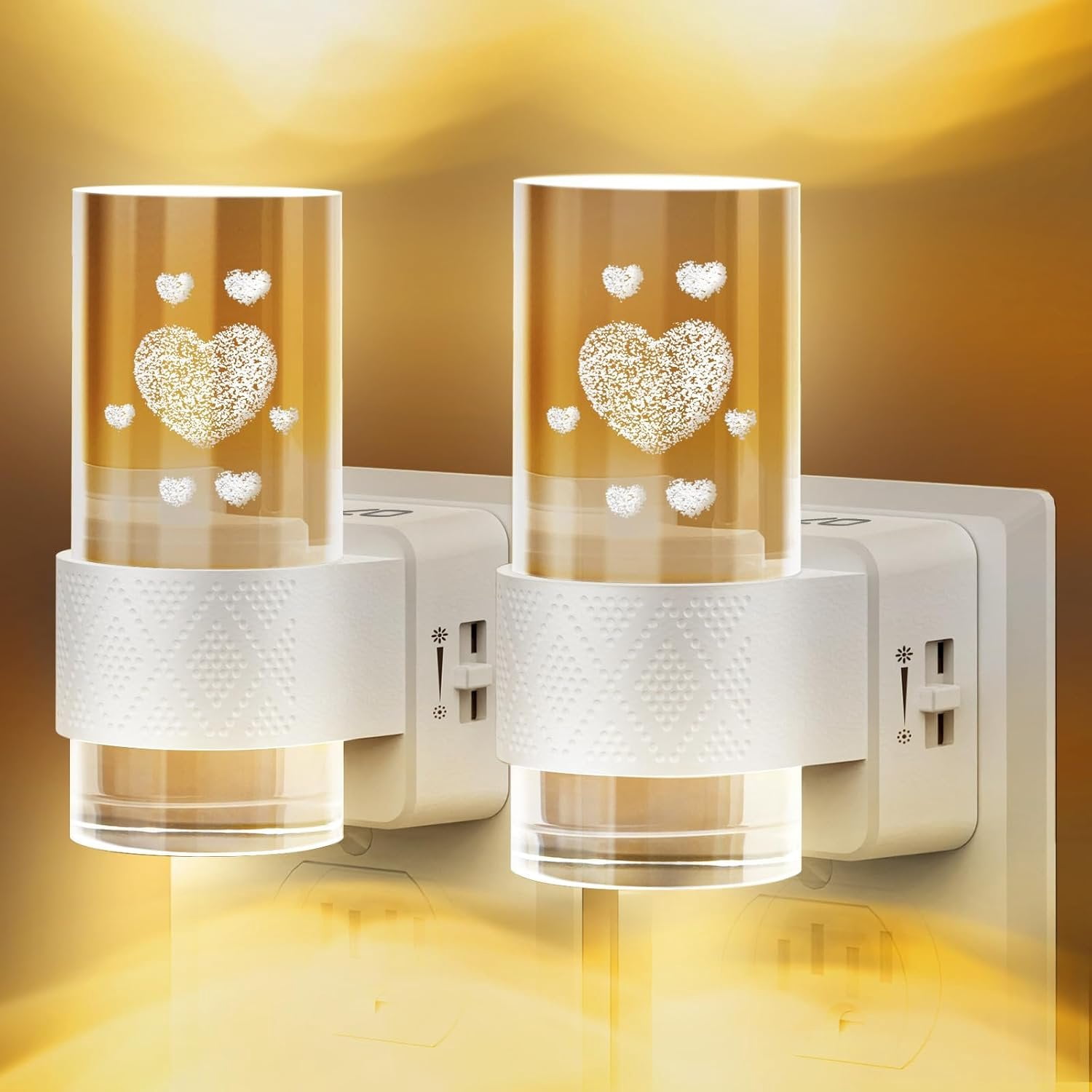 LED Night Lights Plug into Wall 2 Pack, 3000K Plug in Night Light for ...