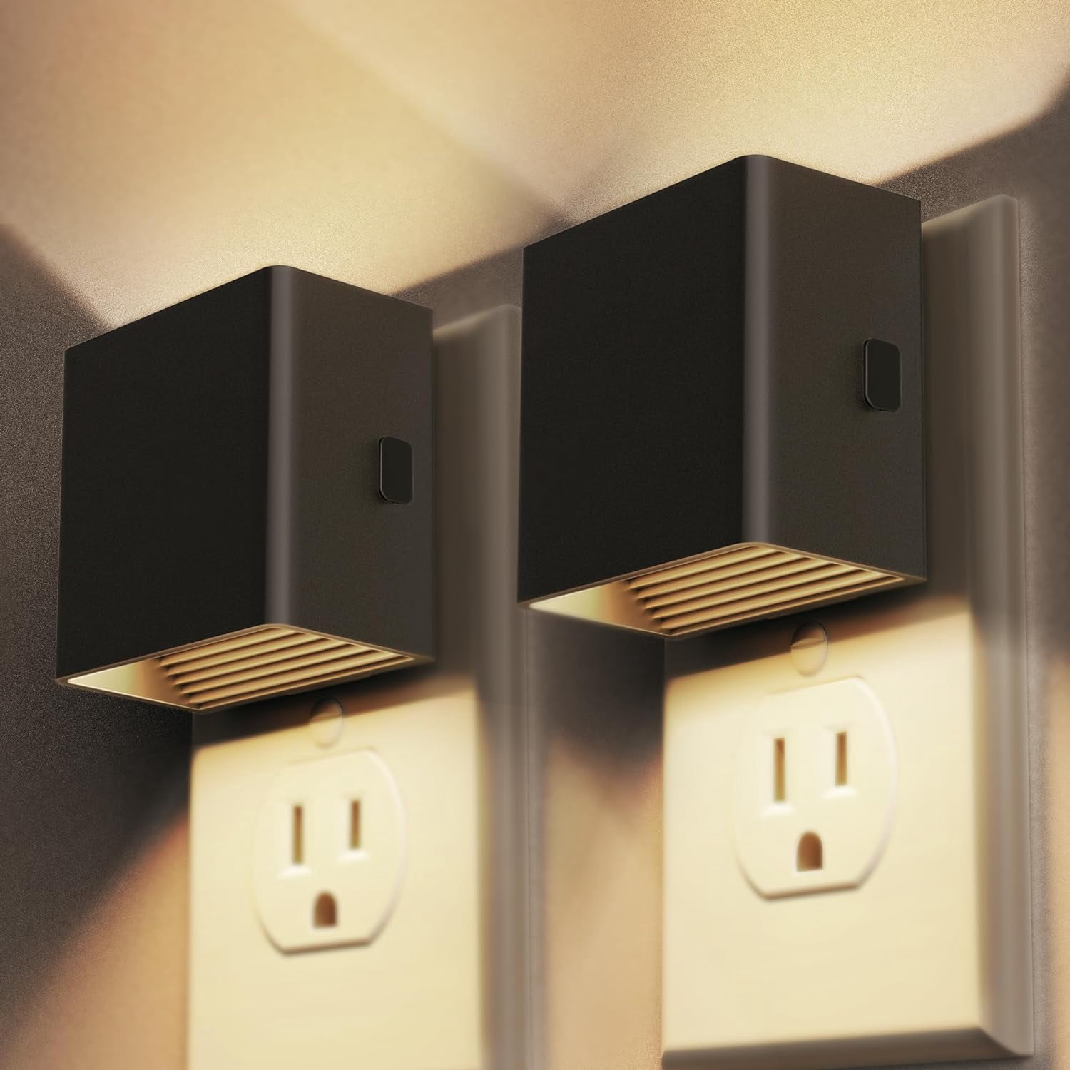 LED Night Lights Plug into Wall [2 Pack], Plug in Nightlight, 3 Level ...