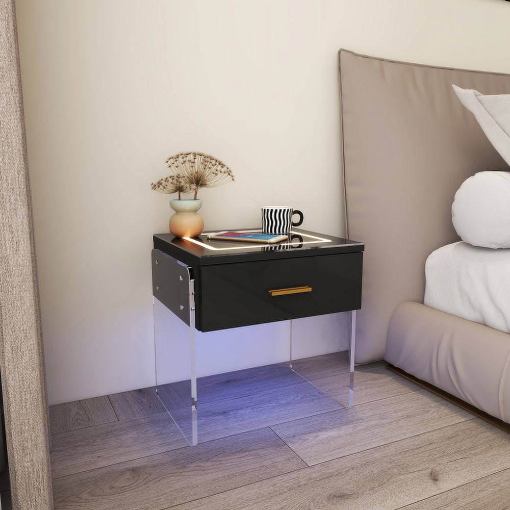 LED Nightstand with Wireless Charging Station and 16 Color Light, End ...