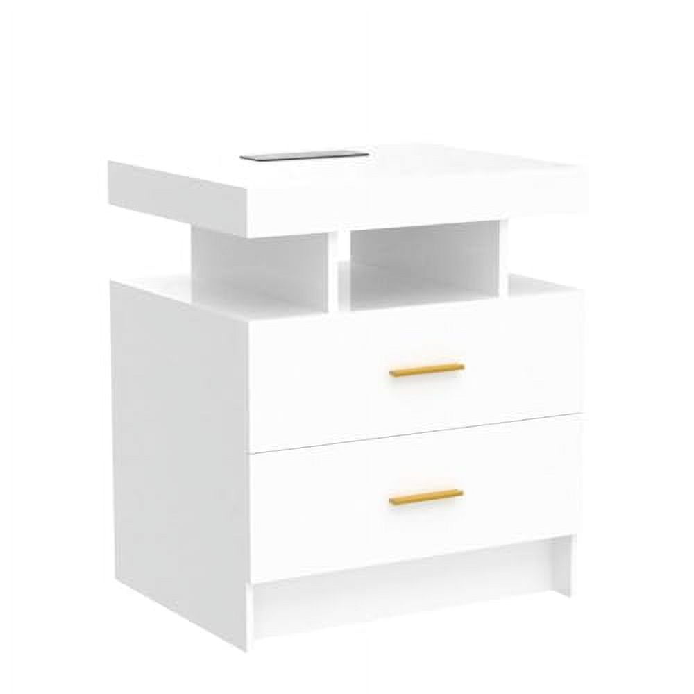 LED Nightstand with Wireless Charging Station & USB Charging Ports, 3 ...