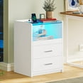 Walmart LED Nightstand with 2 Drawers, Charging Station, Pull-Out Shelf ...