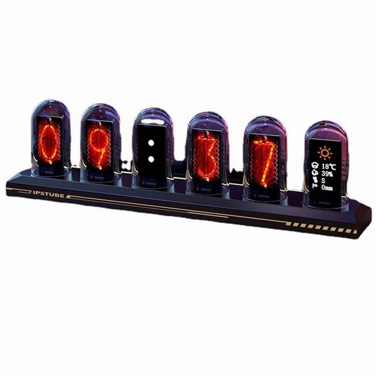 LED Nixie Tube Clock IPS Color Screen Digital DIY Analog WiFi Time ...