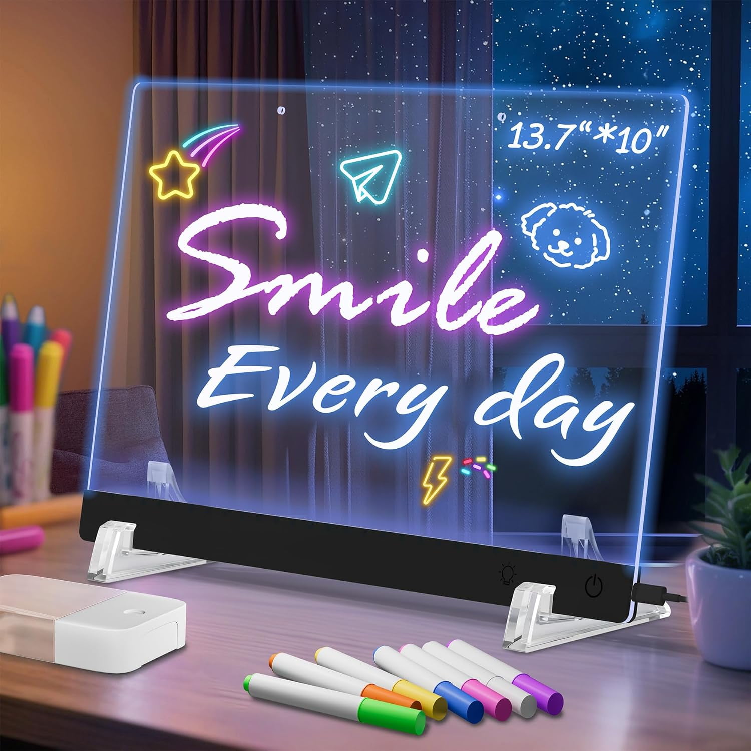 LED Note Board with 7 Colors, 13.7"x10" Lumiboard LED Drawing Board, 4 ...