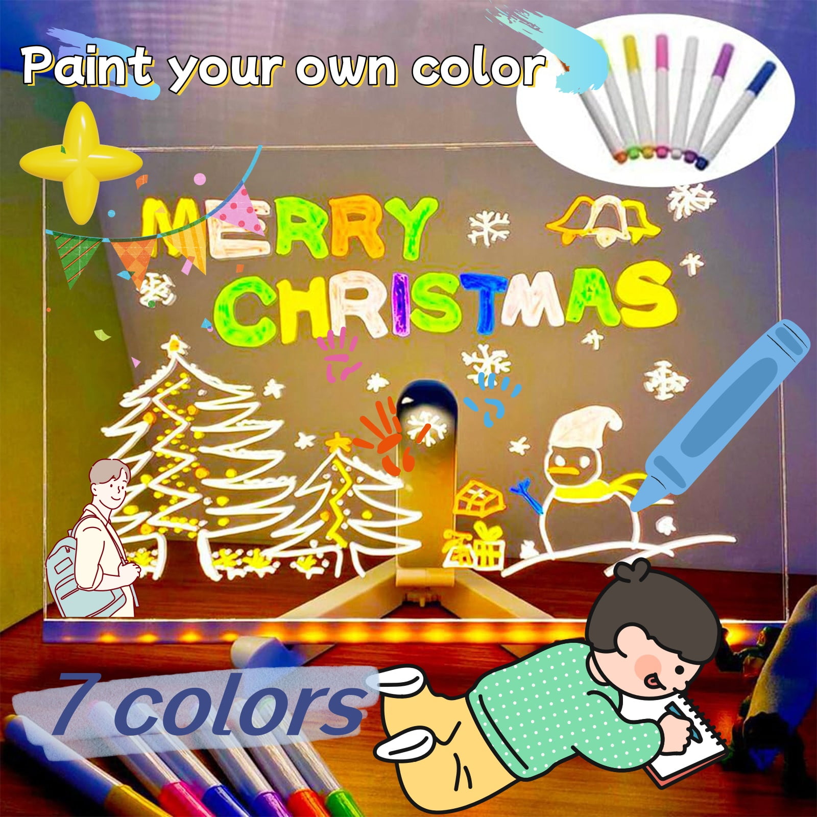 LED Note Board with 7 Colors Pen, Glowing Acrylic Message Marker Board ...