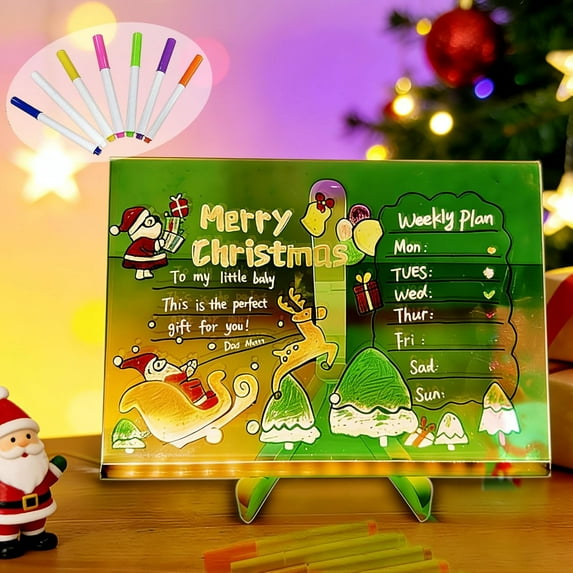LED Note Board with 7 Colors Pen, Lighted Acrylic Dry Erase Board ...