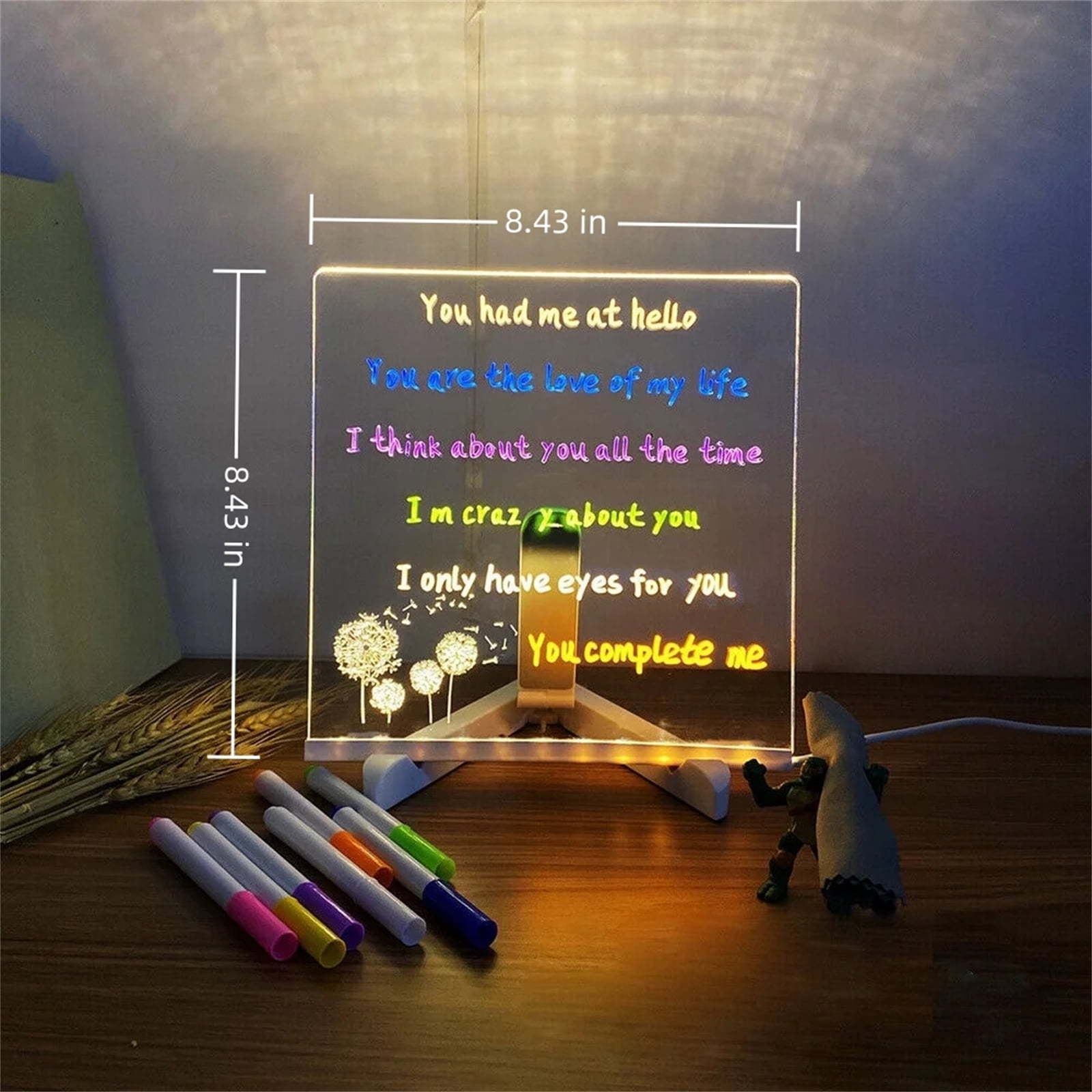 LED Note Board with 7 Colors Pen Magic Writing Drawing Board Glowing ...