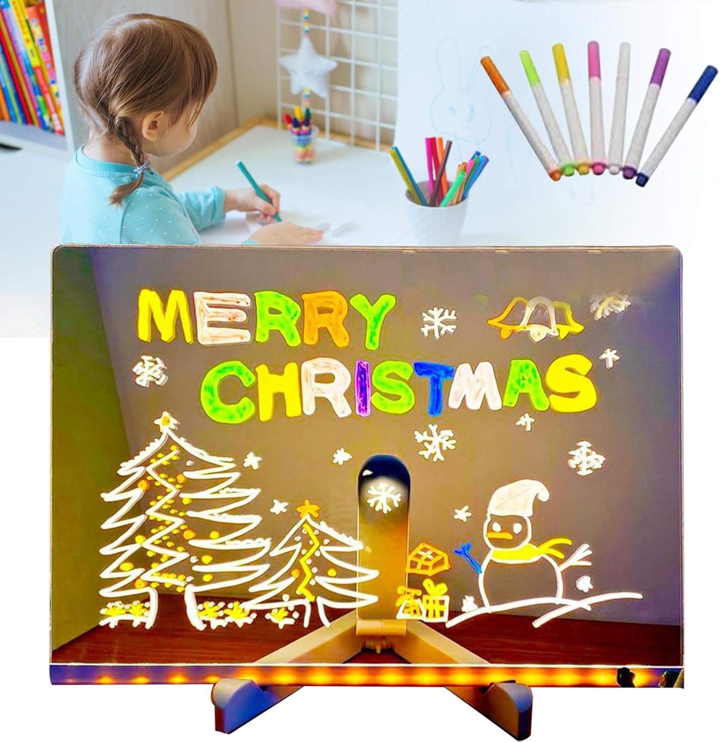 LED Note Board with Colors,2025 New Acrylic Dry Erase Board with Light ...