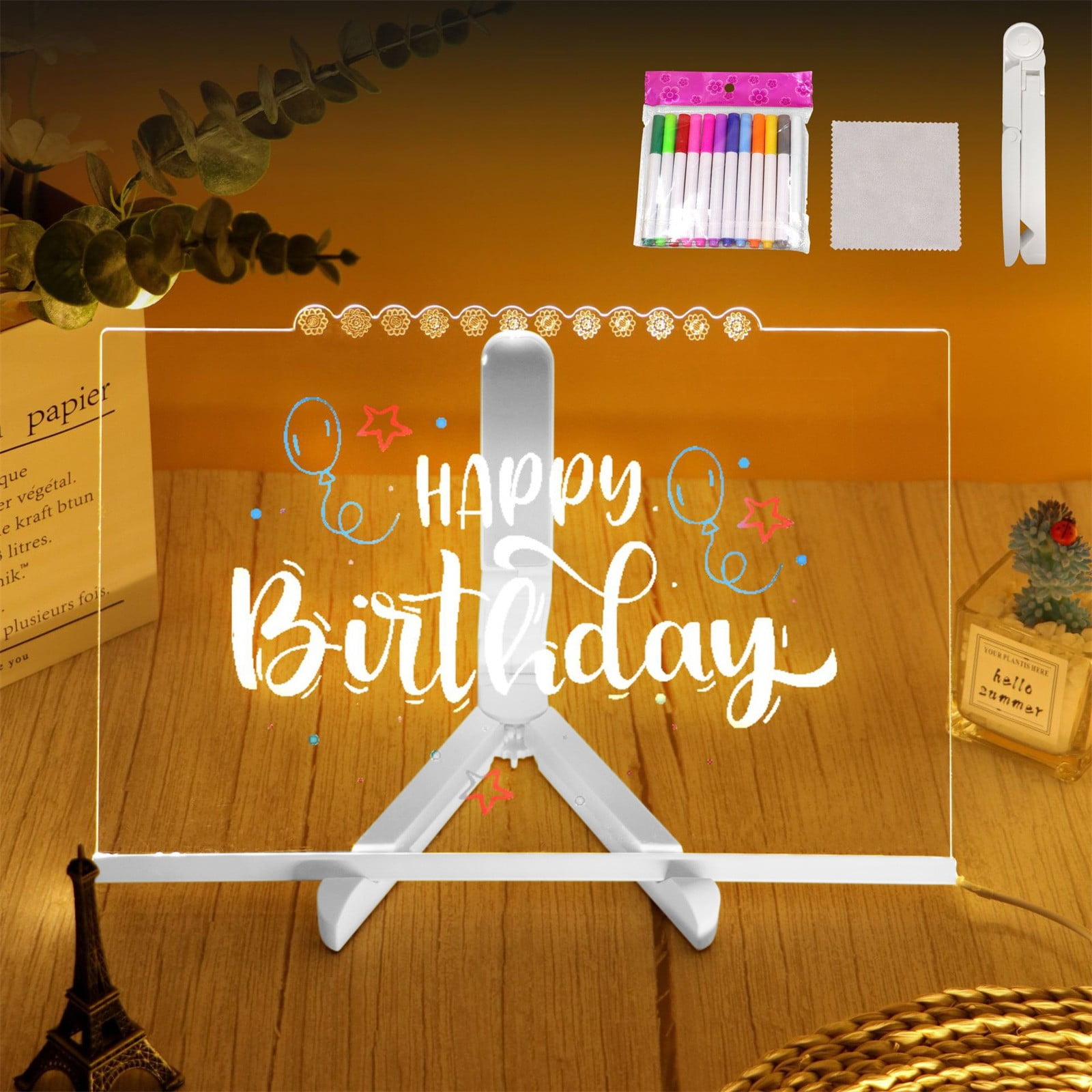 LED Note Board with Colors, Acrylic Dry Erase Board with Light, LED ...