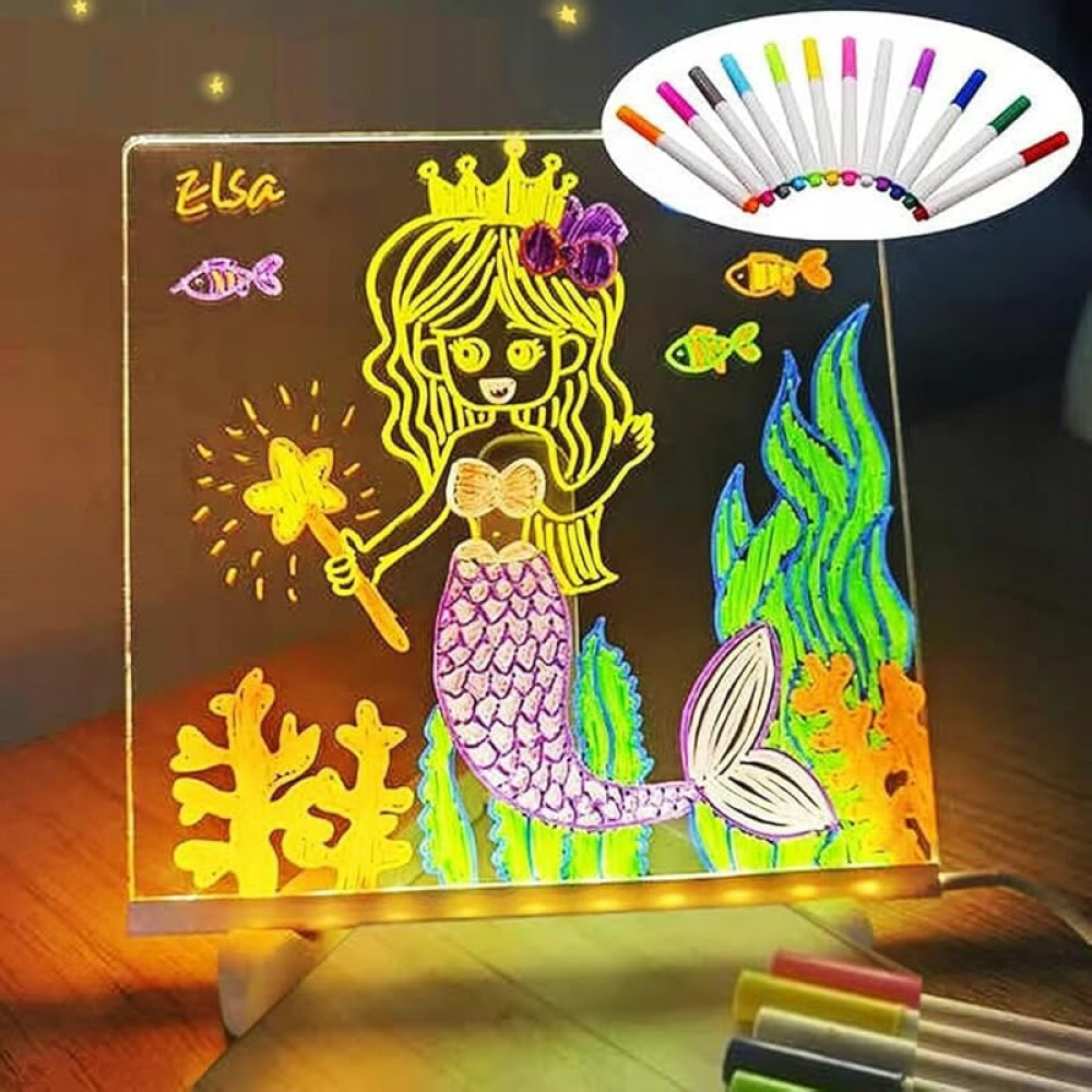 LED Note Board with Colors, Lighted Acrylic Dry Erase Board, Acrylic ...