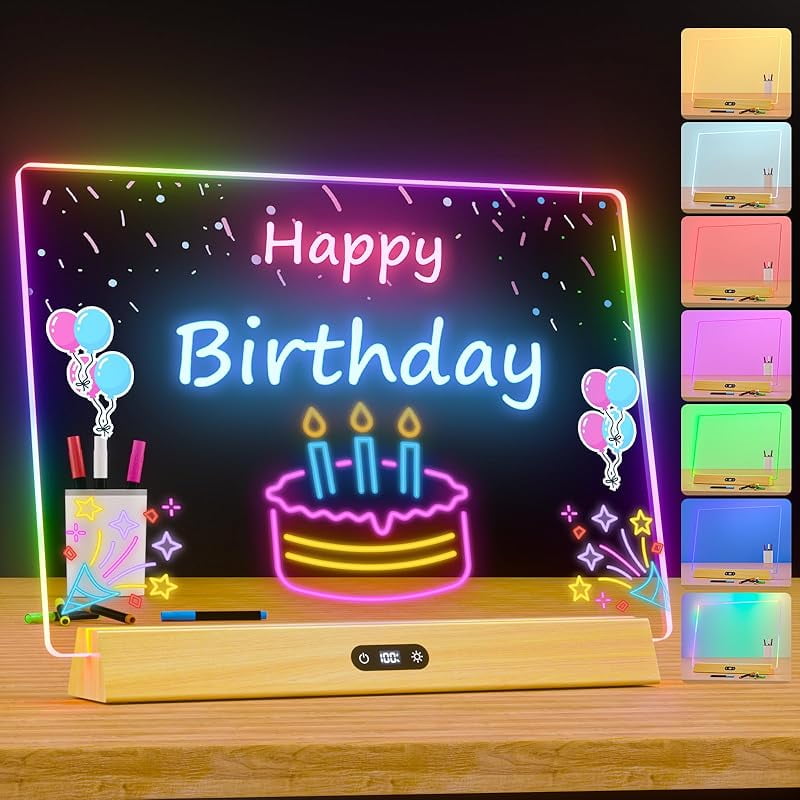 LED Note Board with Colors, Rechargeable 17-Inch Doodle Glow 9-Mode ...