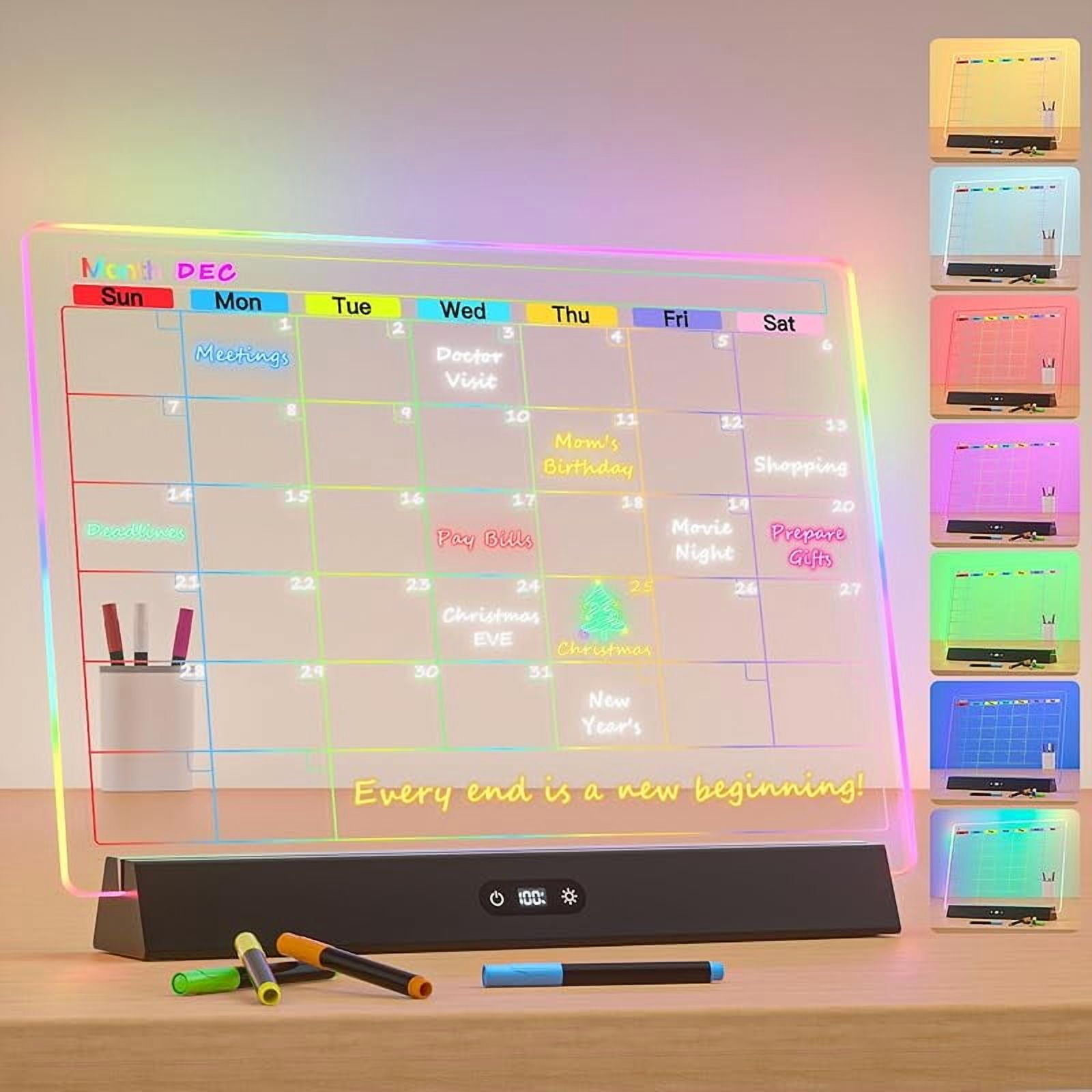 LED Note Board with Colors, Rechargeable 17-Inch Doodle Glow 9-Mode ...
