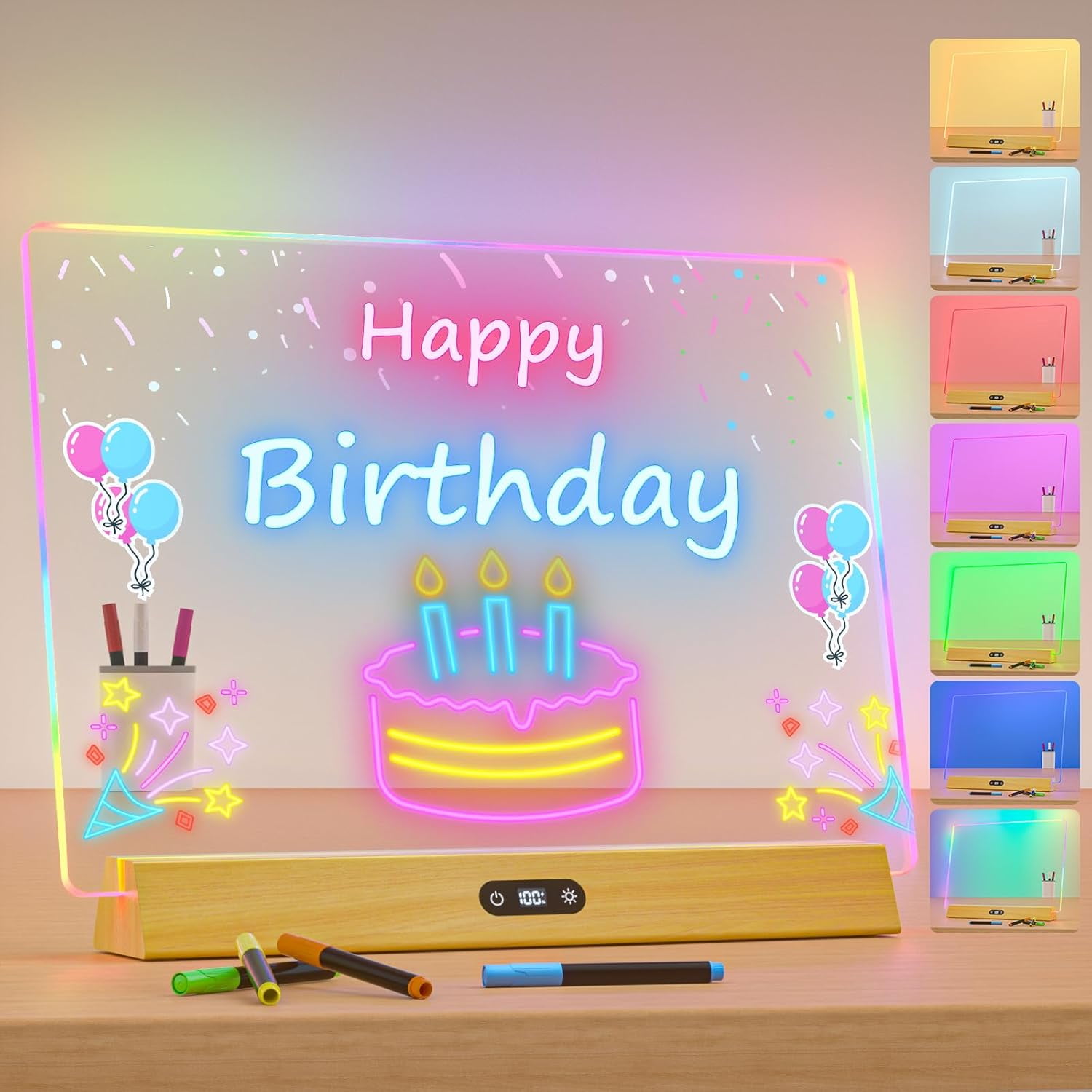 LED Note Board with Colors, Rechargeable 9-Mode Light Up Acrylic Dry ...